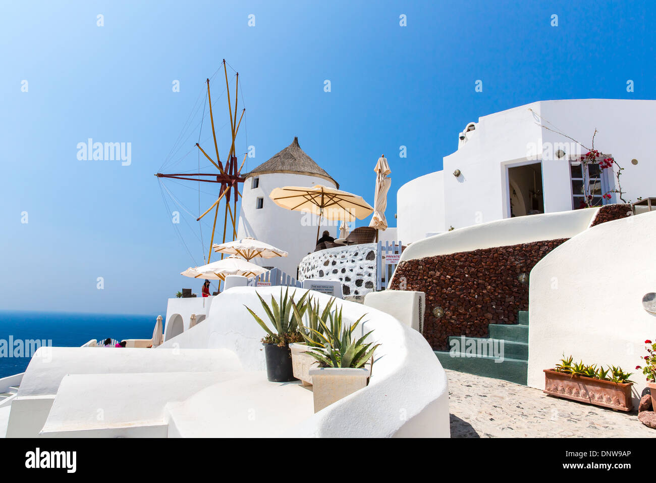 View of Fira town - Santorini island Crete Greece. White concrete ...