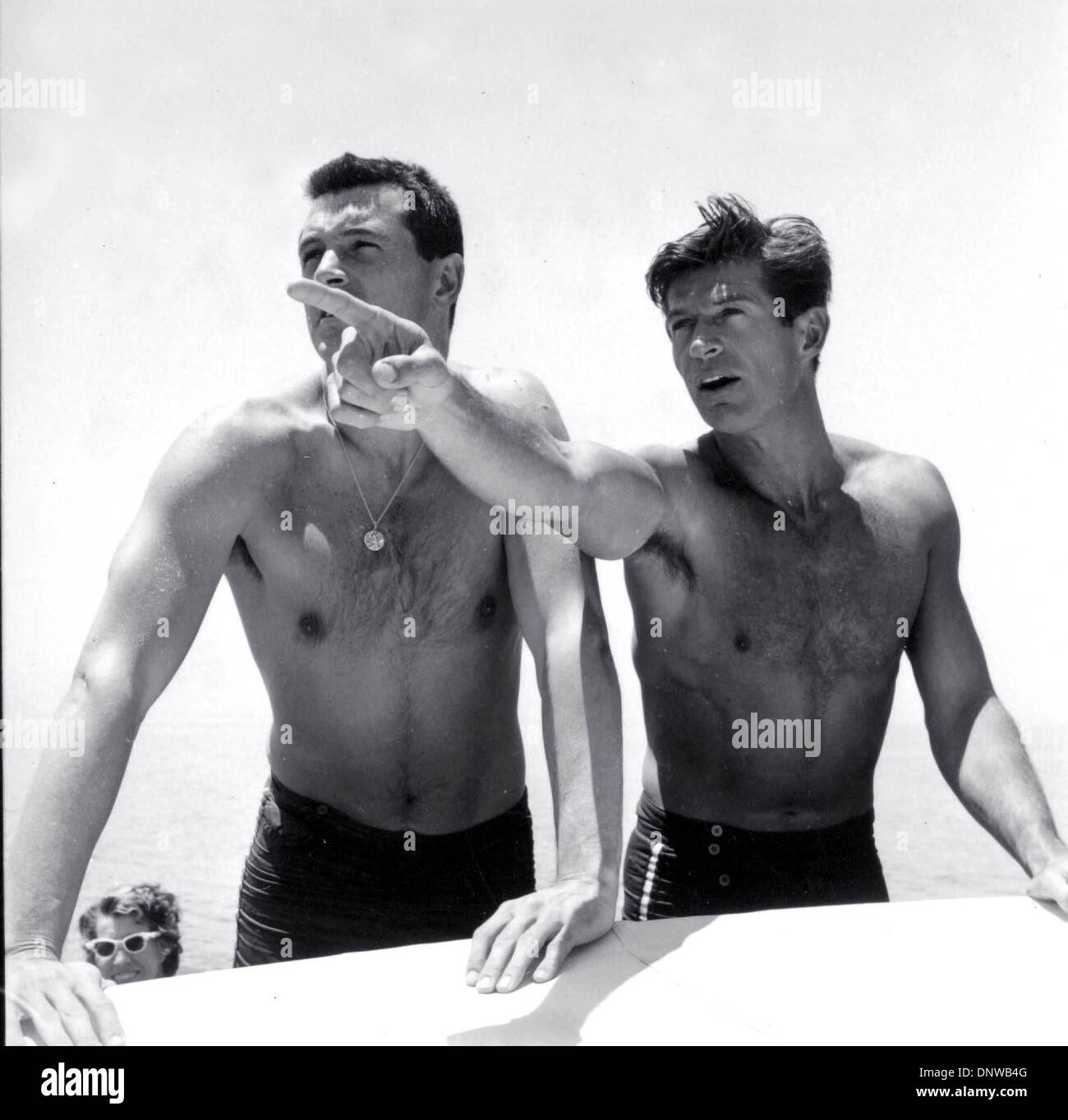 Jan. 1, 1904 - ROCK HUDSON AND GEORGE NADER. LARRY BARBIER JR/(Credit ...