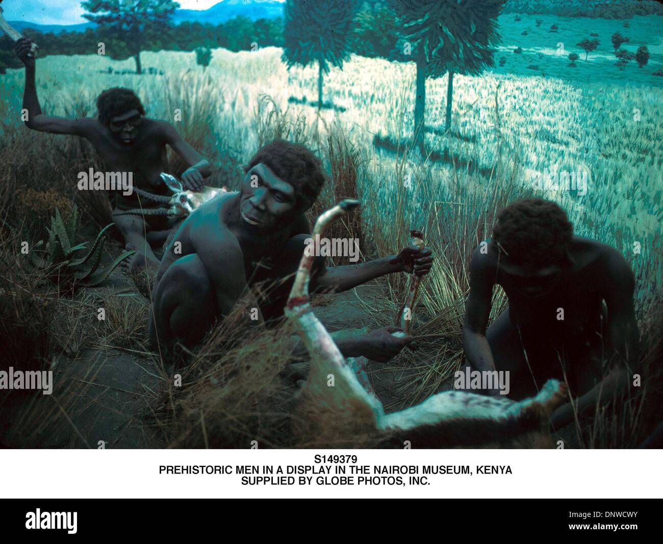 June 7, 2001 - S149379.PREHISTORIC MEN IN A DISPLAY IN THE NAIROBI ...