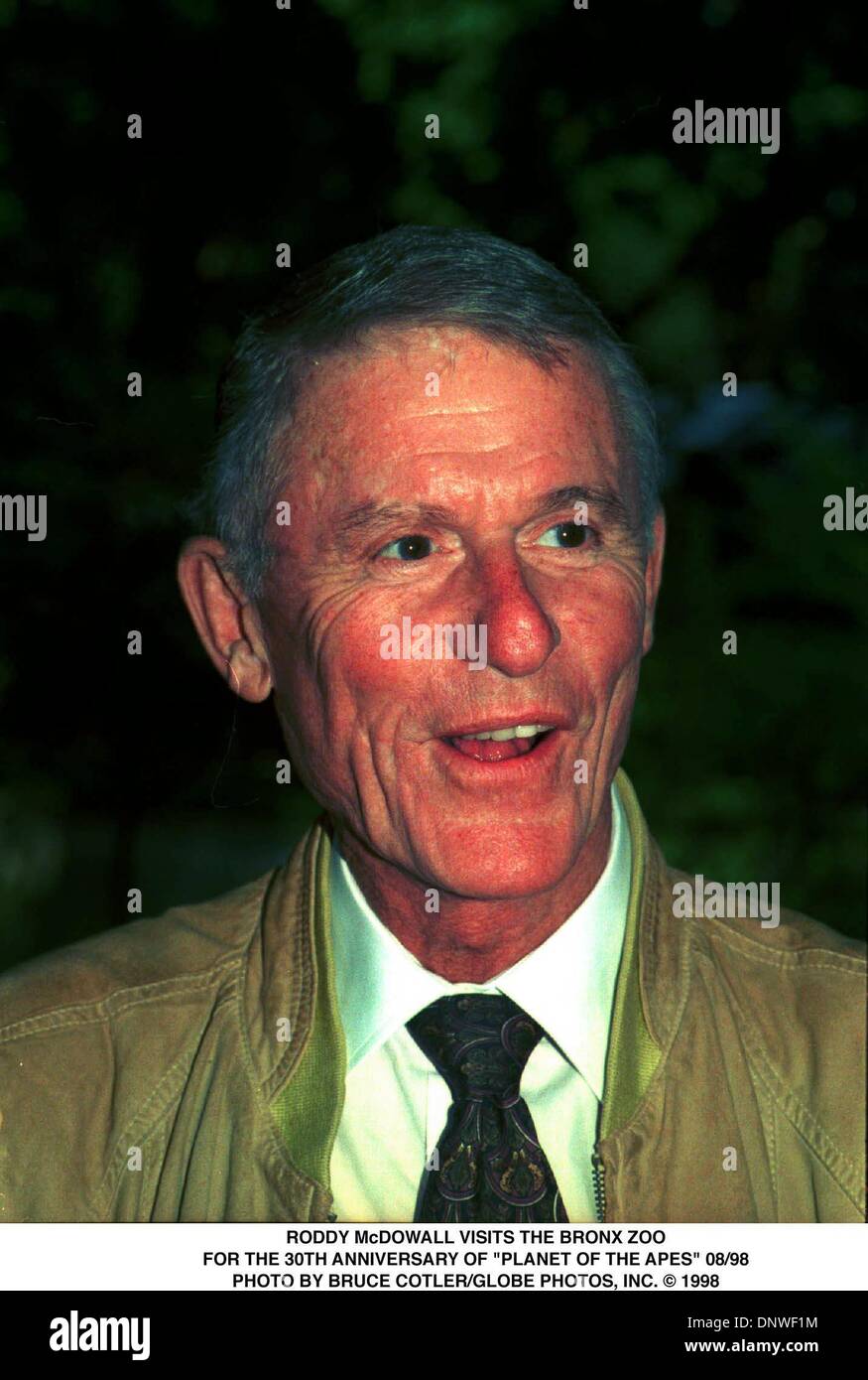 Aug. 1, 1998 - Roddy McDowall @Bronx zoo for 30th anniversay for the ...