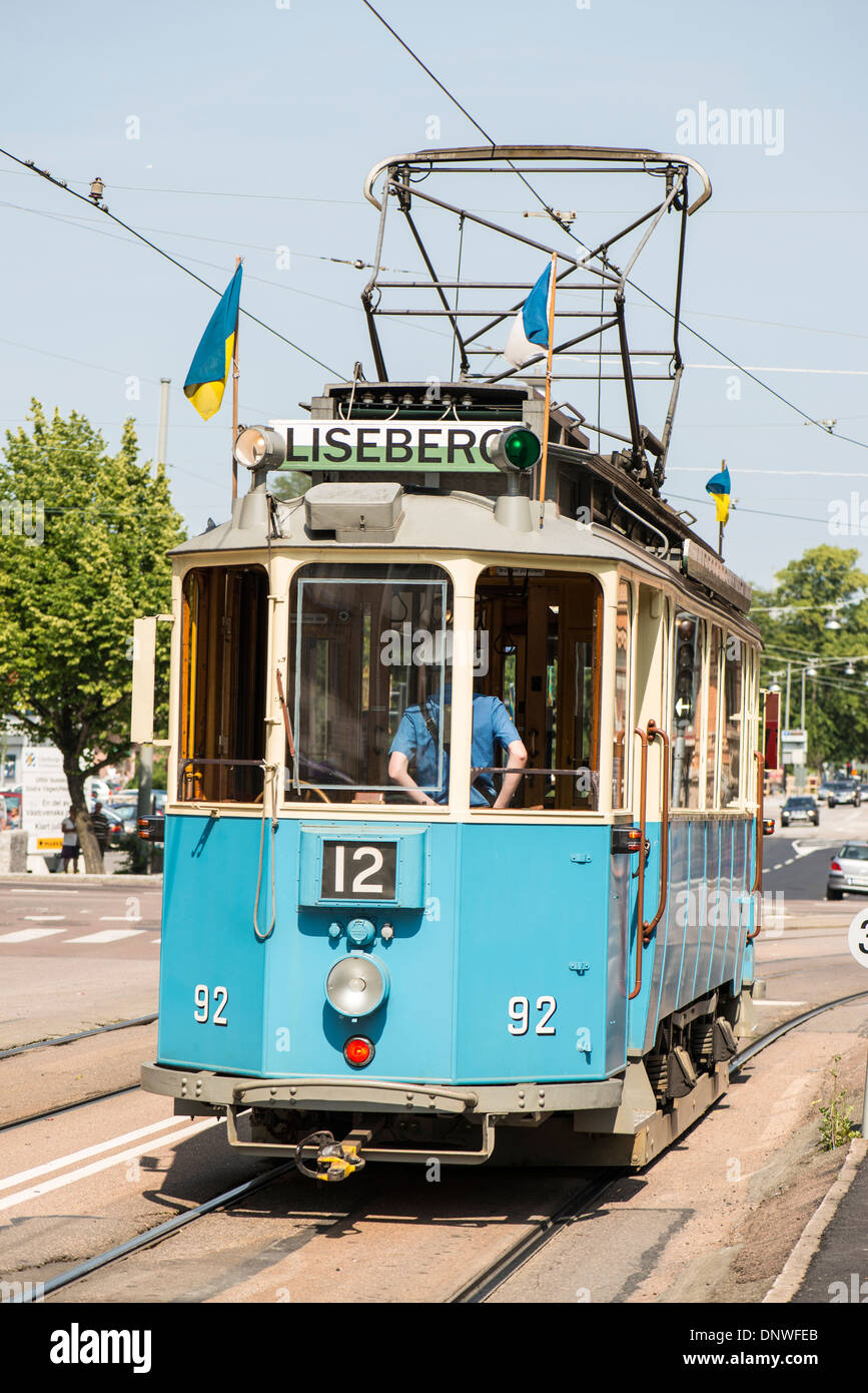 Blue trams, Gothenberg Stock Photo - Alamy