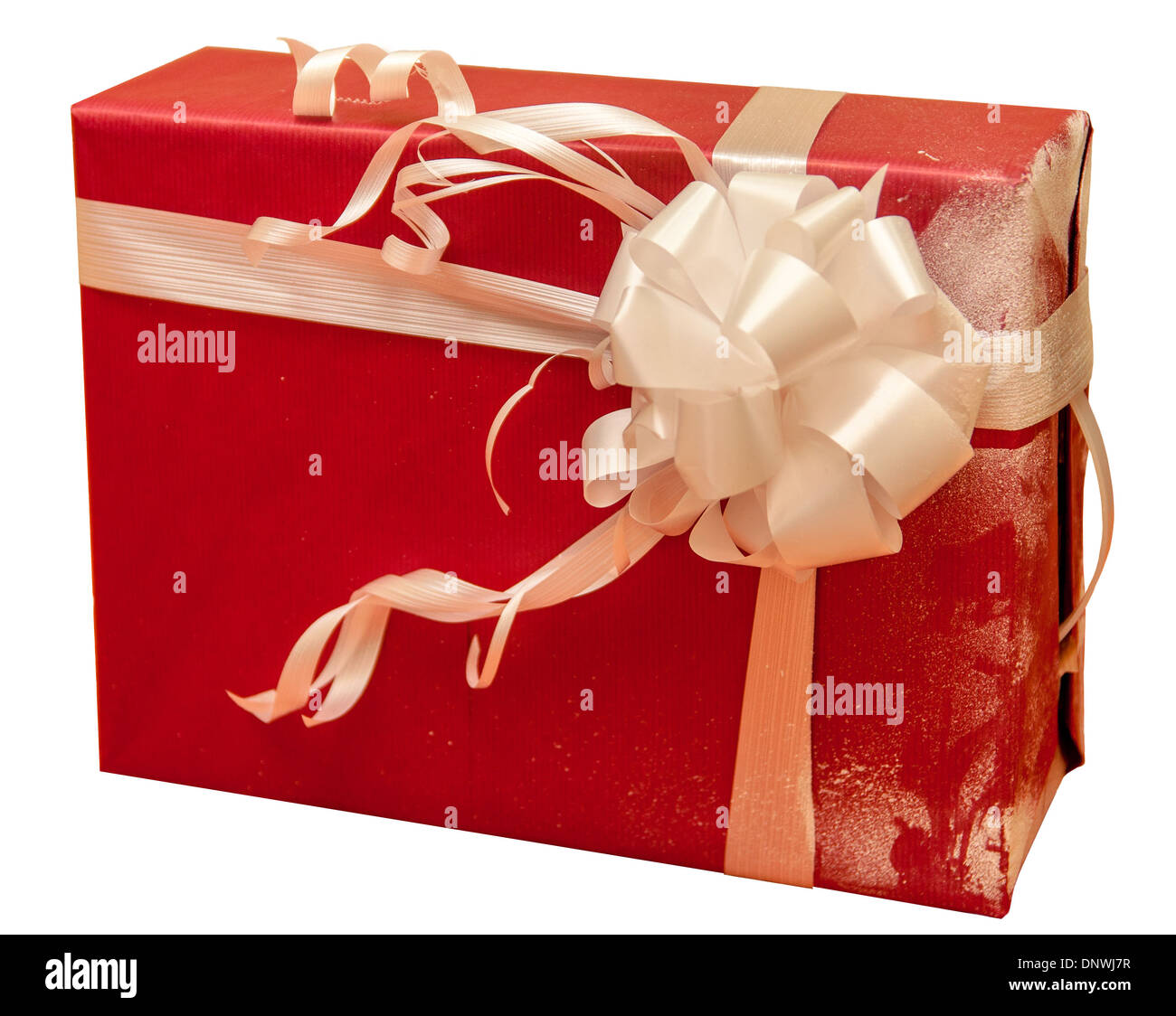 red gift box with white ribbon bow isolated on white background Stock ...