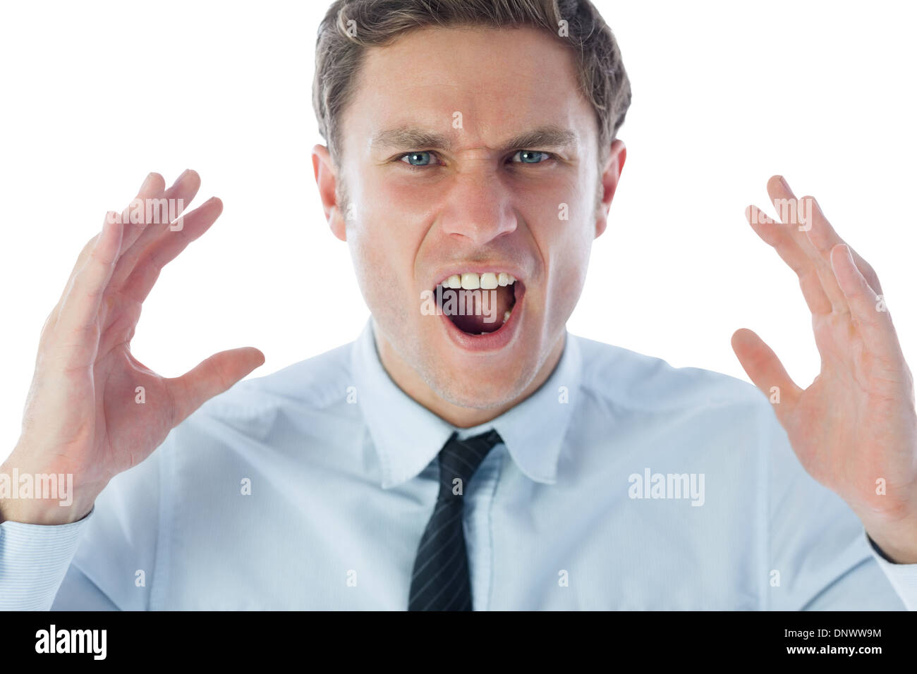 Angry businessman shouting Stock Photo - Alamy