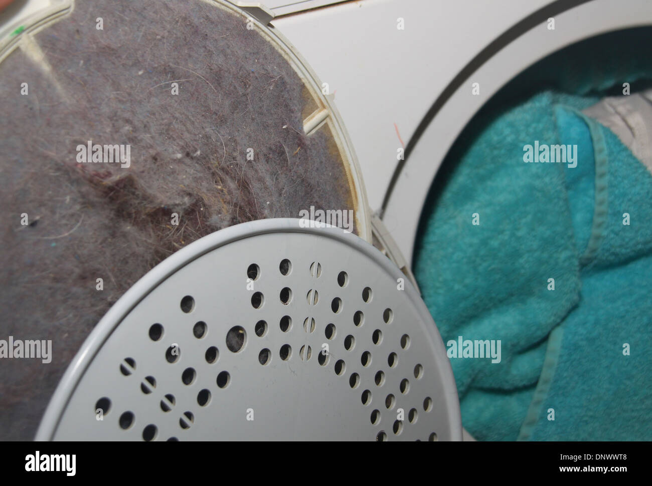 Lint filter in door of tumble drier Stock Photo - Alamy