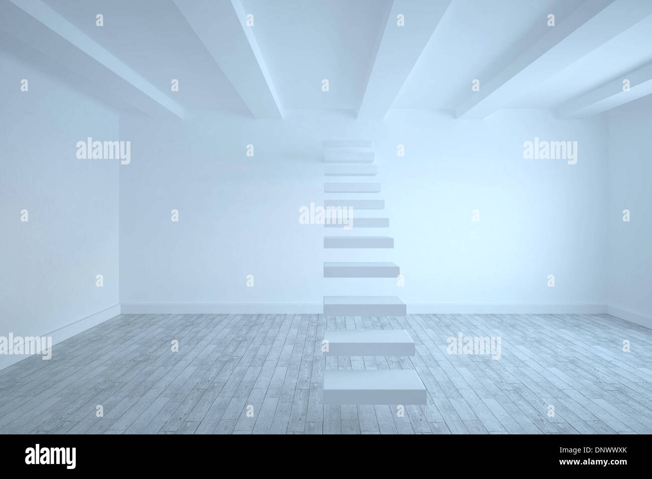 Steps in a white room Stock Photo - Alamy