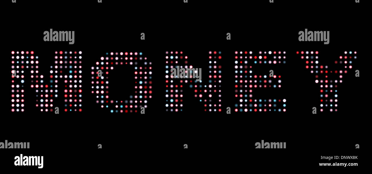 Money led text Stock Photo - Alamy