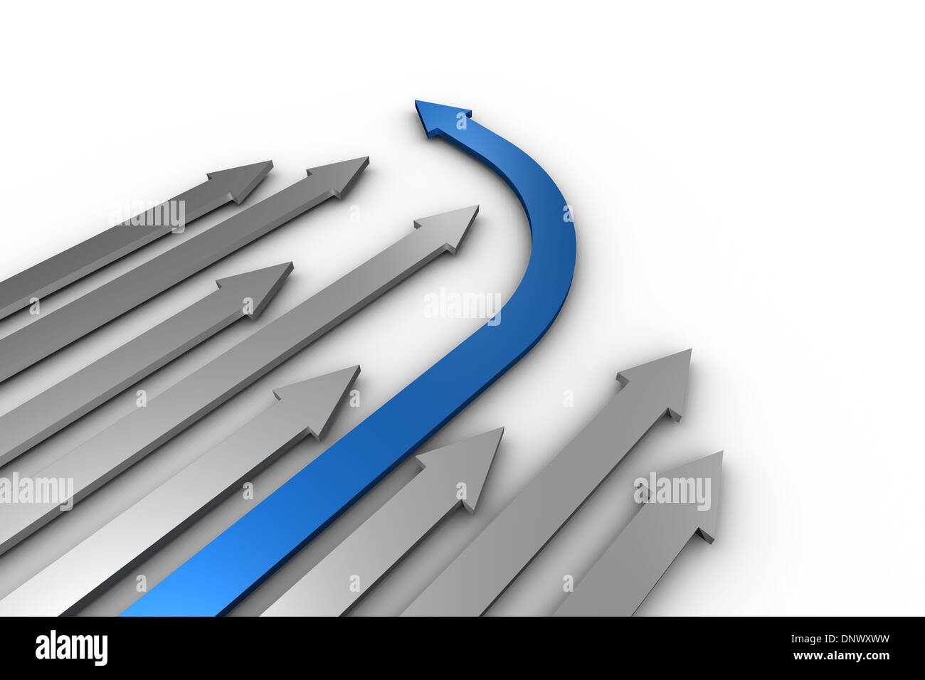 Grey and blue arrows pointing Stock Photo - Alamy