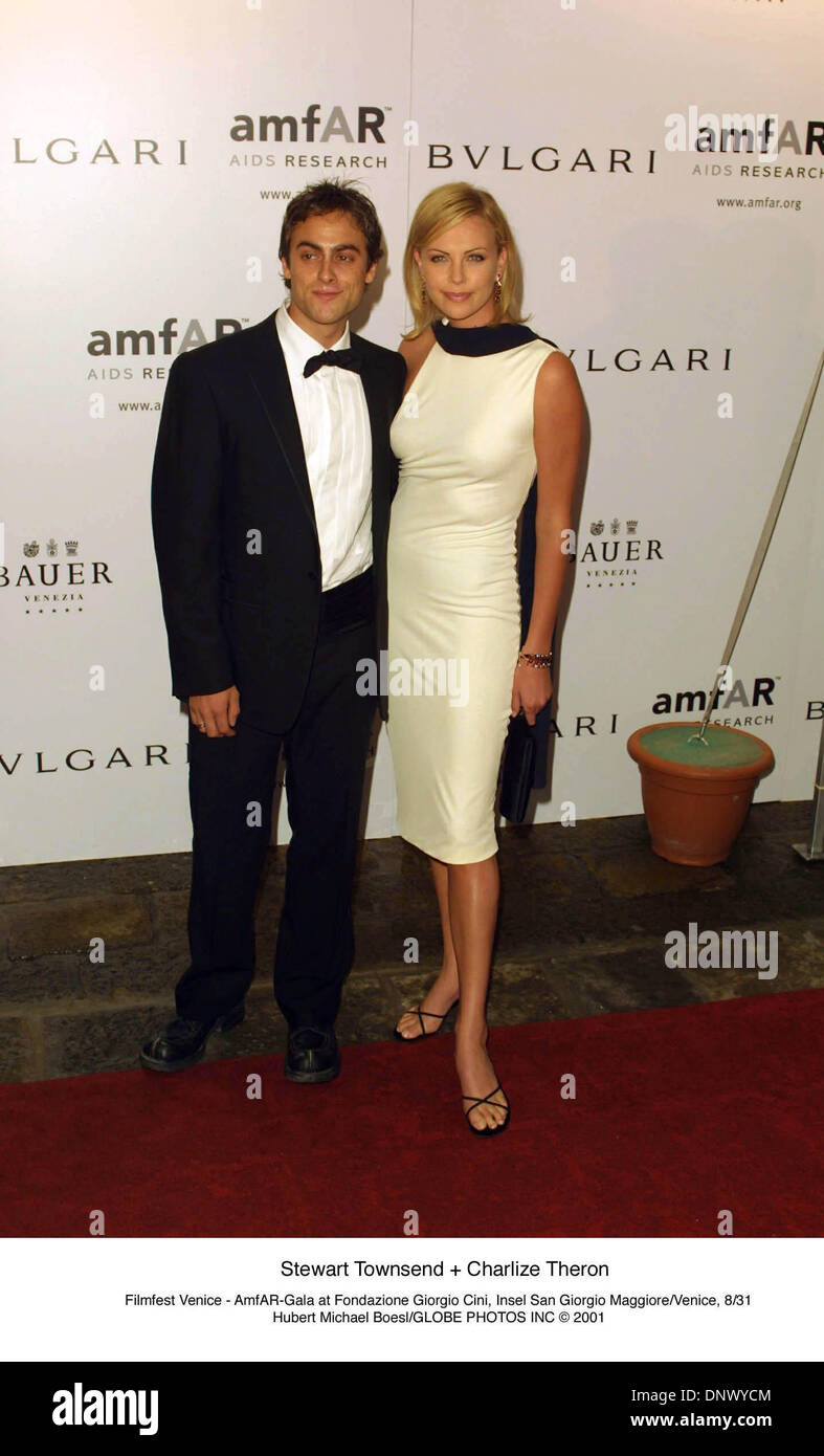 Aug. 31, 2001 - Stewart Townsend + Charlize Theron..Filmfest Venice ...