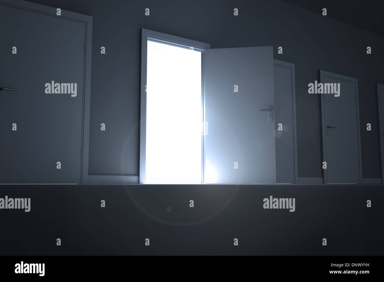 Door opening revealing light Stock Photo - Alamy