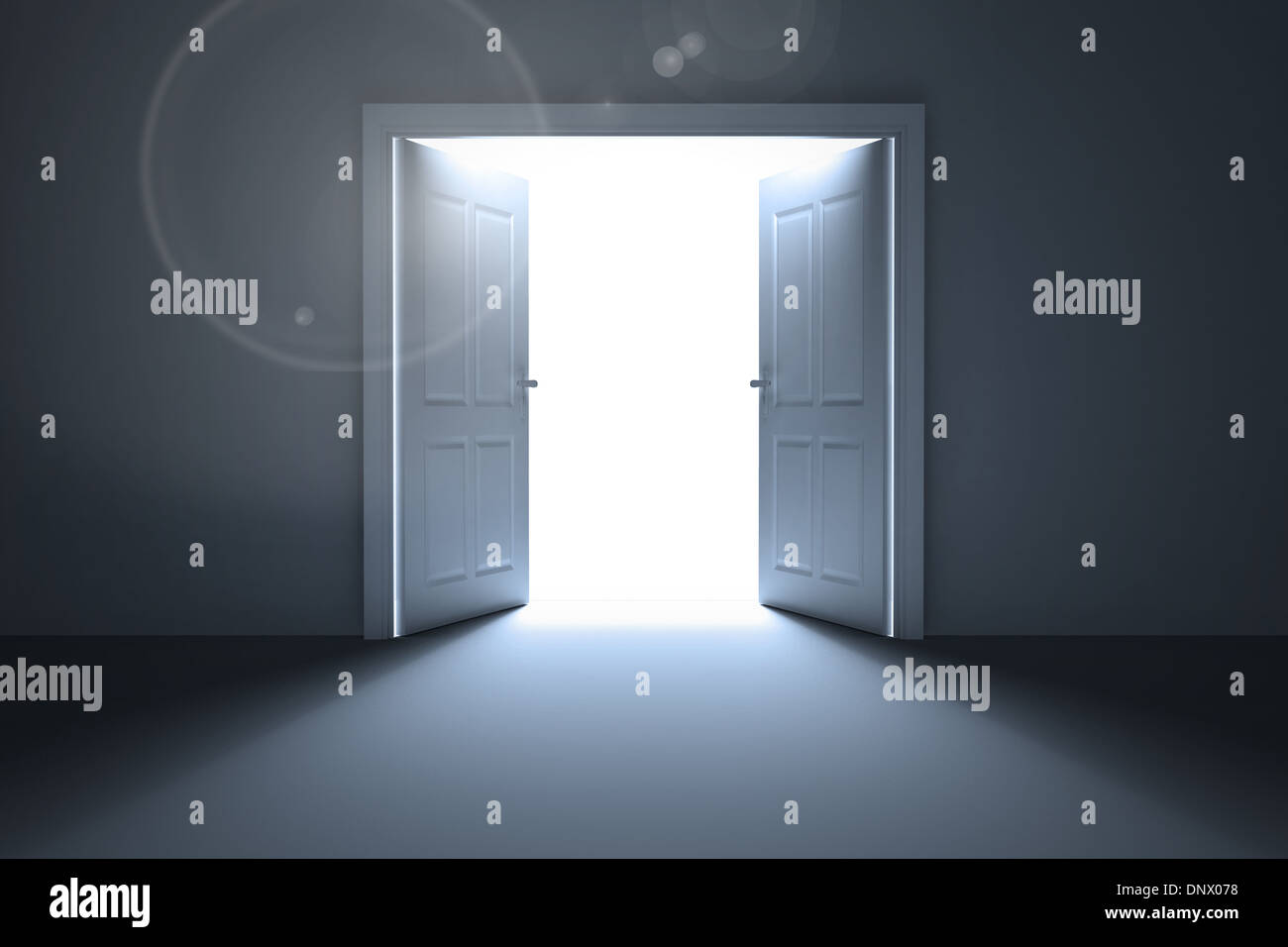 Doors opening revealing light Stock Photo - Alamy