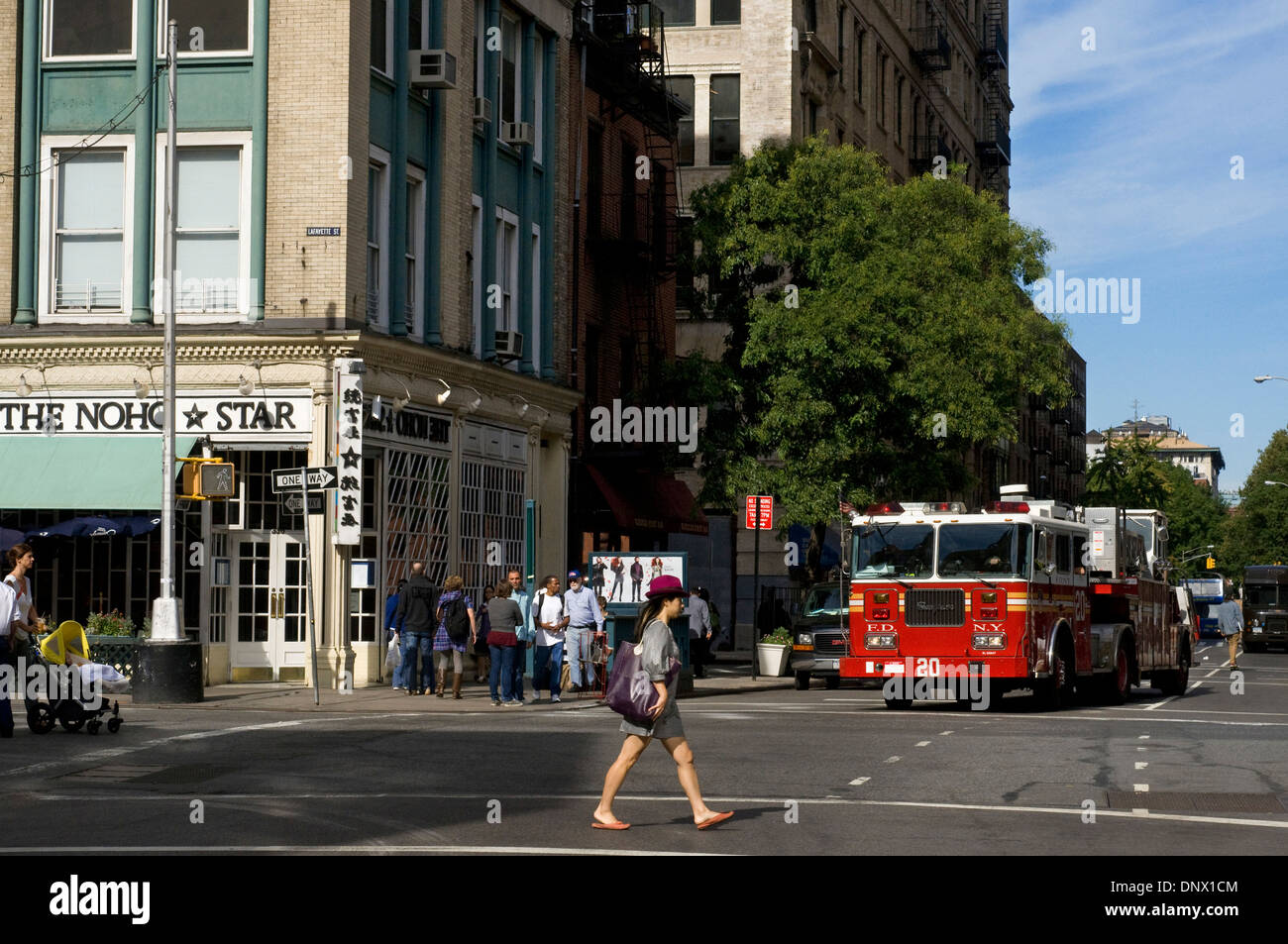 A fire truck passes in front of The Noho Star, one of the restaurants ...