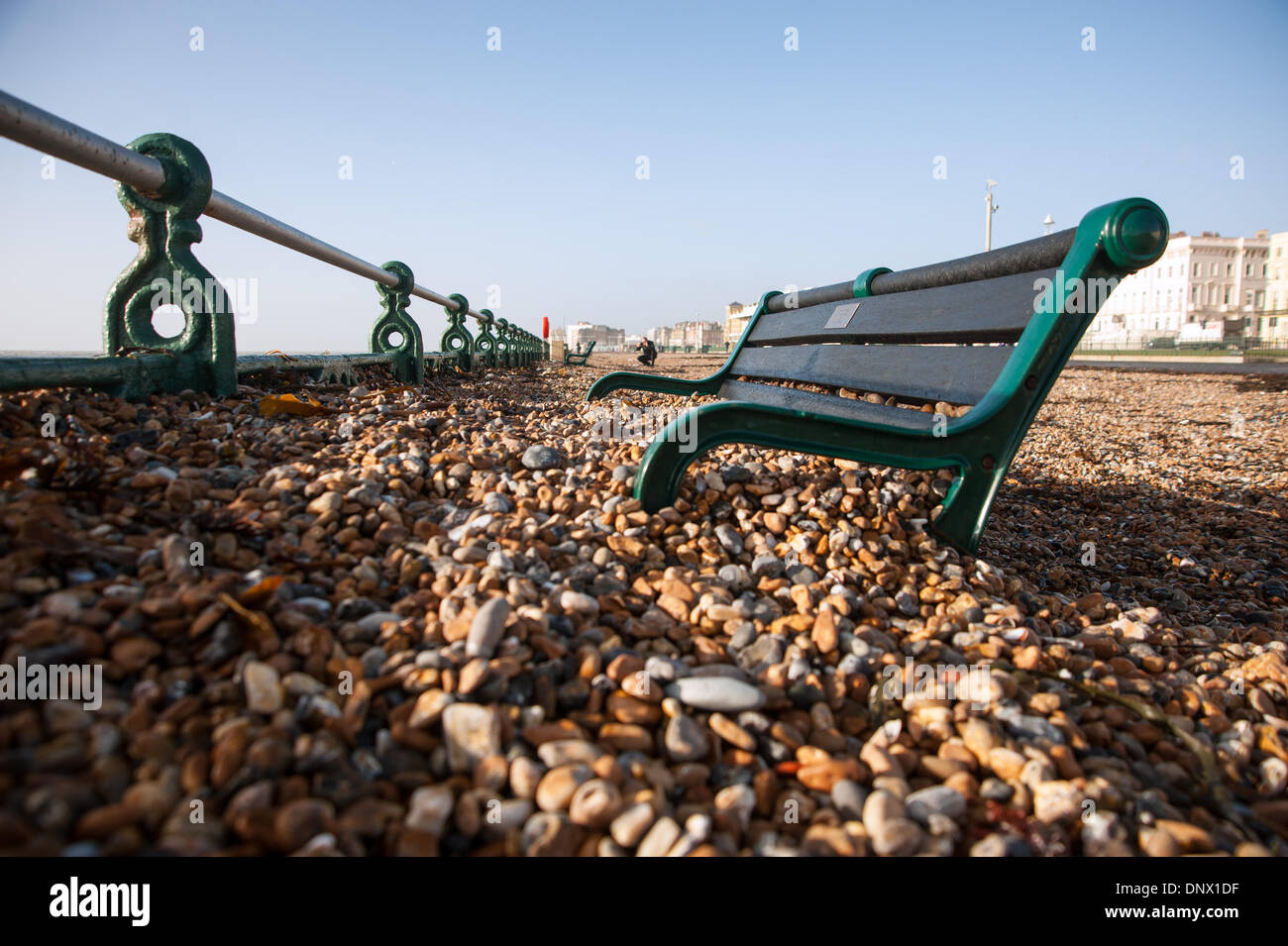 pebbles and shingle cover benches on Brighton and Hove seafront ...