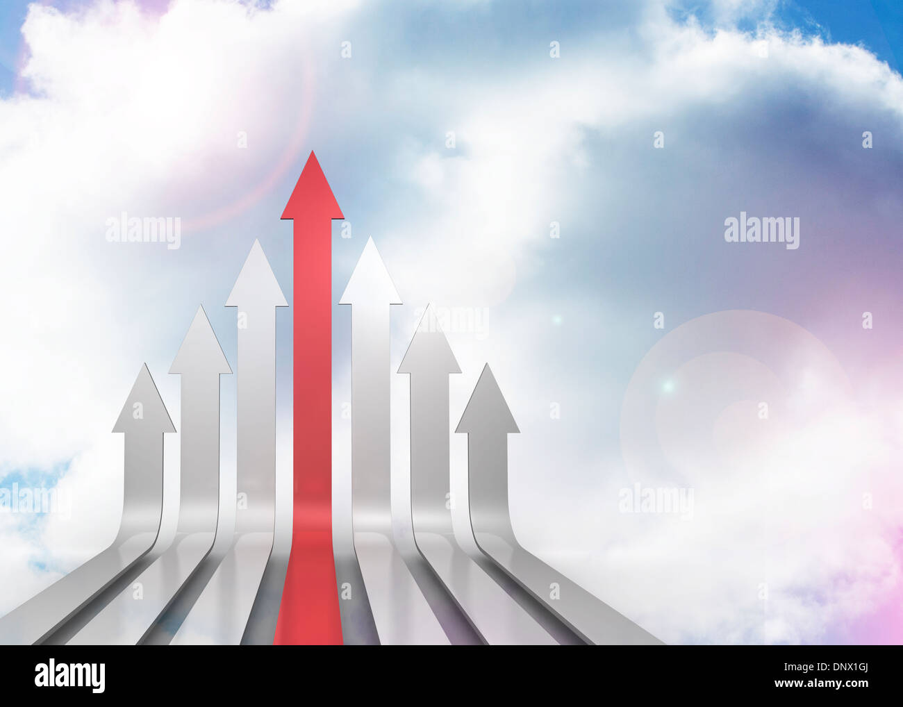 Red curved arrow pointing up hi-res stock photography and images - Alamy