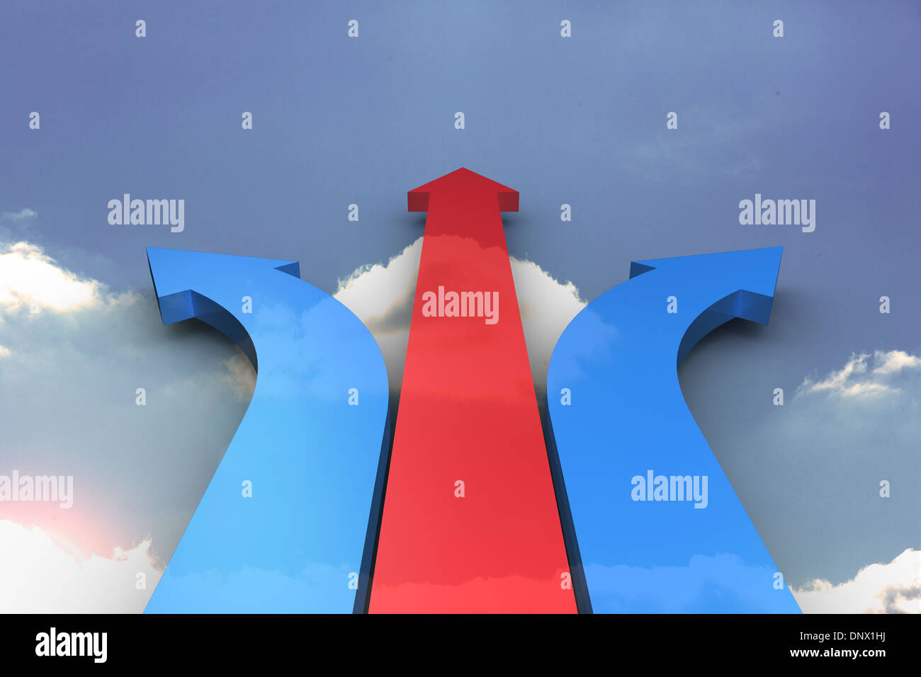 Red arrow with blue sky hi-res stock photography and images - Alamy