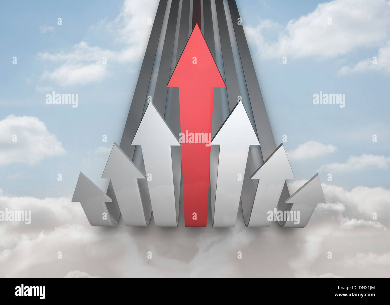 Red curved arrow pointing up hi-res stock photography and images - Alamy