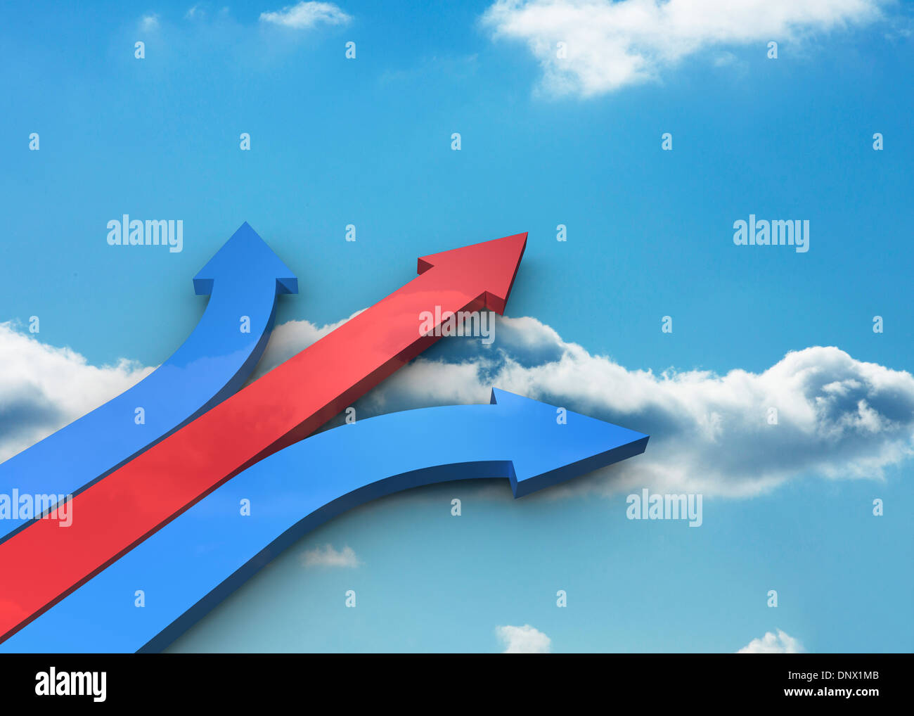Red arrow with blue sky hi-res stock photography and images - Alamy