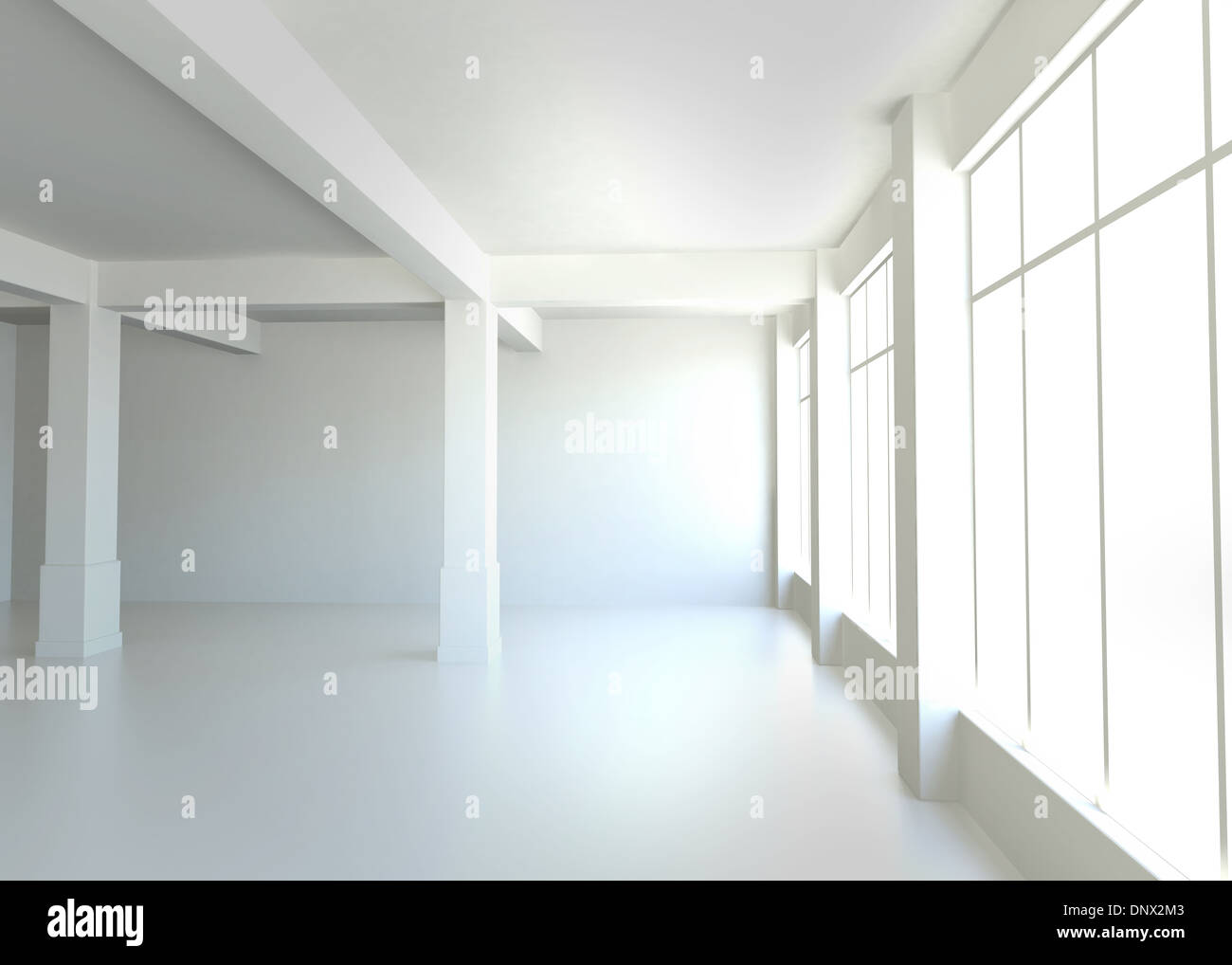 White room with windows Stock Photo - Alamy