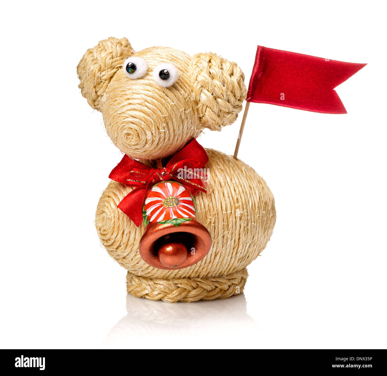 Easter lamb with red bell and red bow on the white background Stock ...