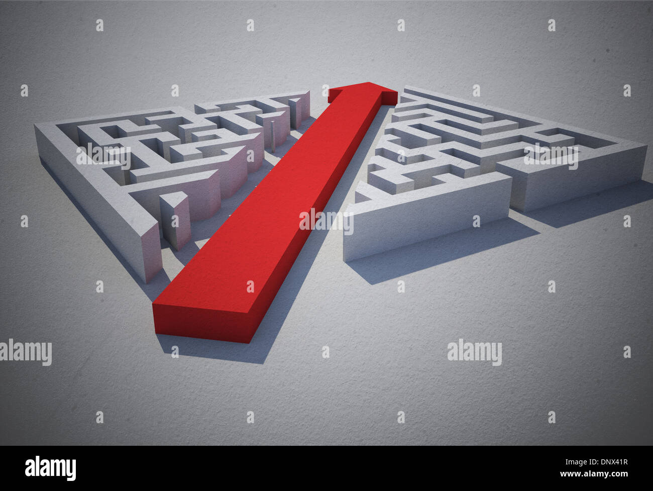 Red arrow cutting through puzzle Stock Photo - Alamy