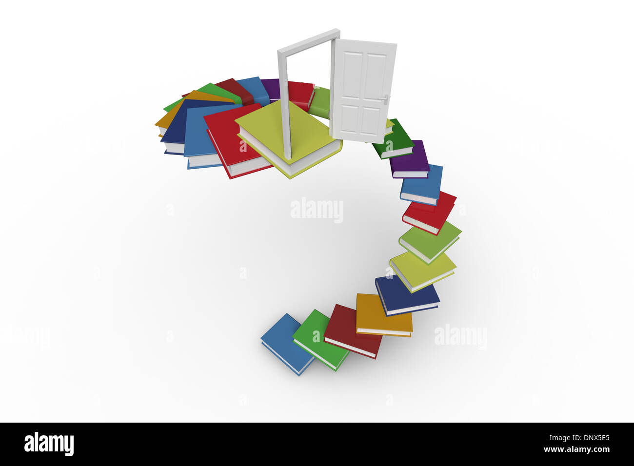Steps made out of books with an open door Stock Photo - Alamy