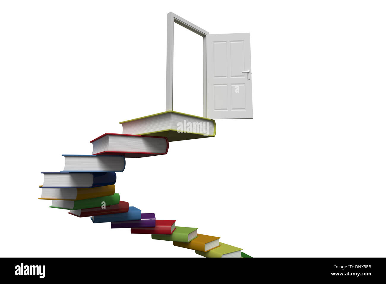 Steps made out of books with open door Stock Photo - Alamy