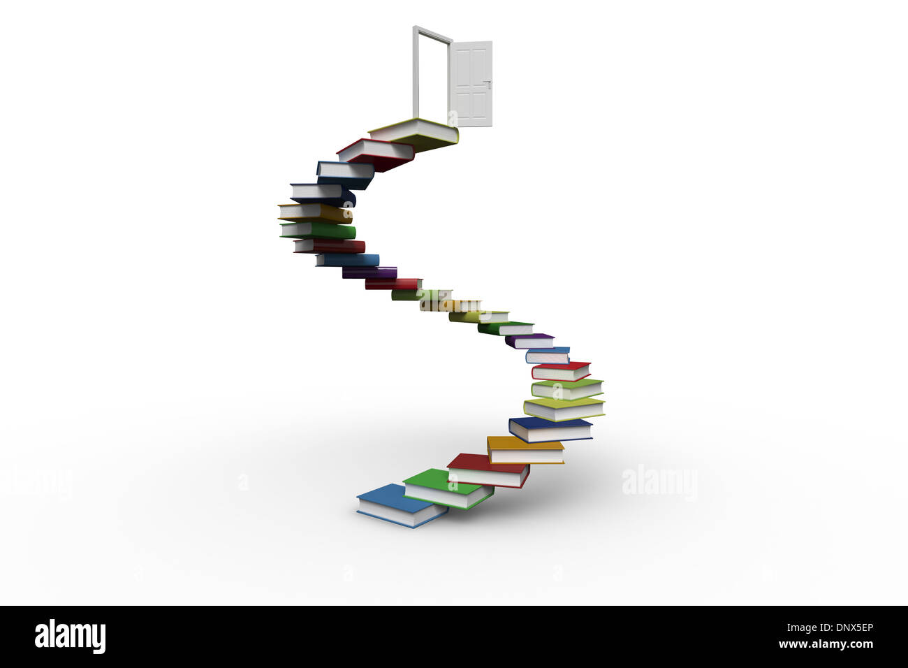 Steps made out of books with open door Stock Photo - Alamy