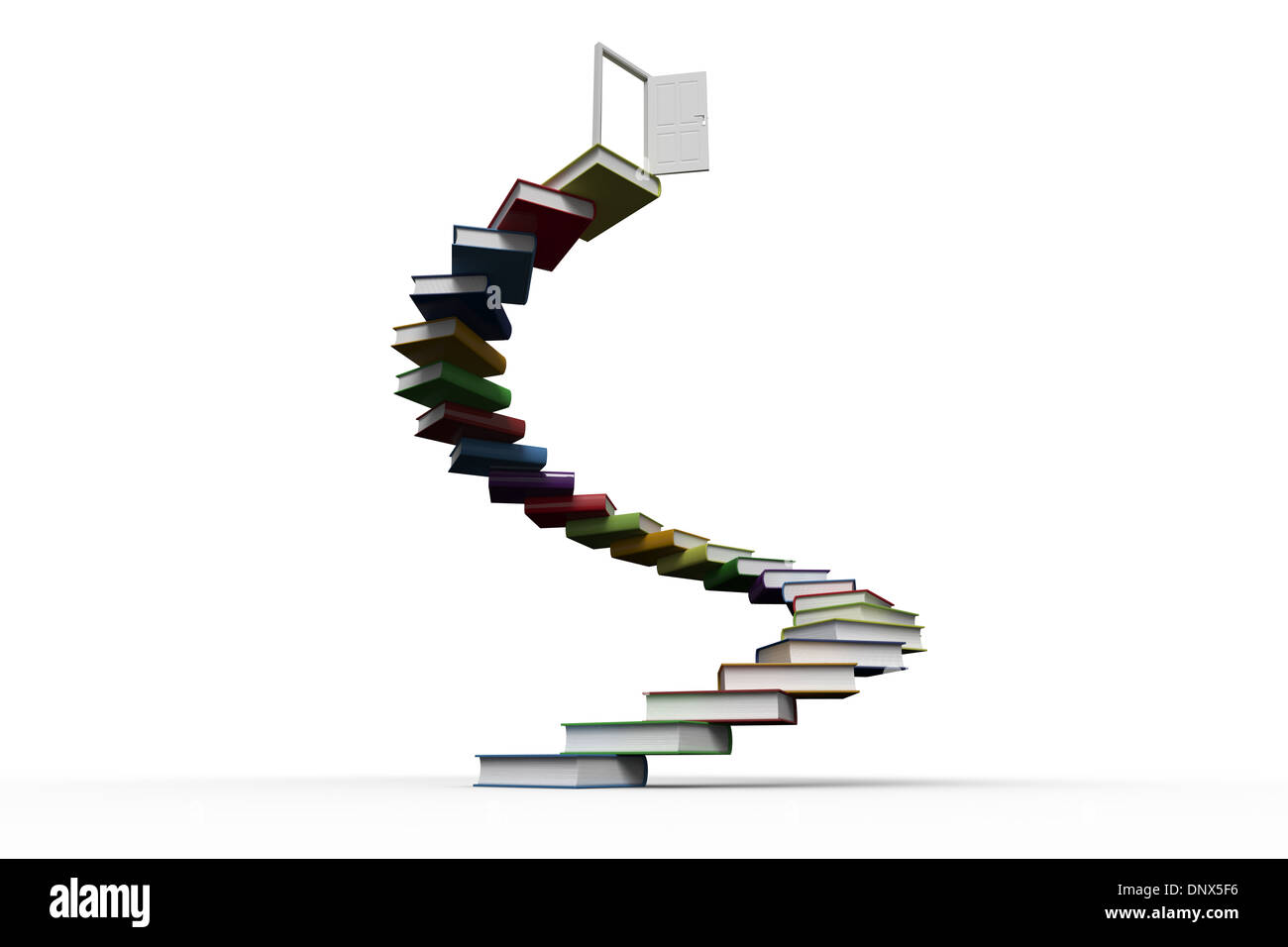 Steps made out of books with open door Stock Photo - Alamy