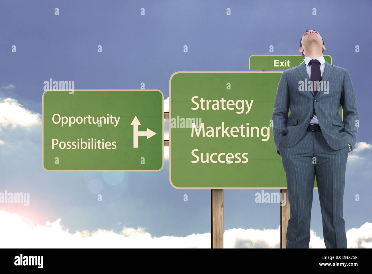 Exit Sign Man Standing High Resolution Stock Photography and Images - Alamy