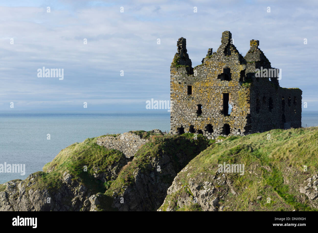 Ruined Castle looking out to sea on the cliffs on the west coast of ...