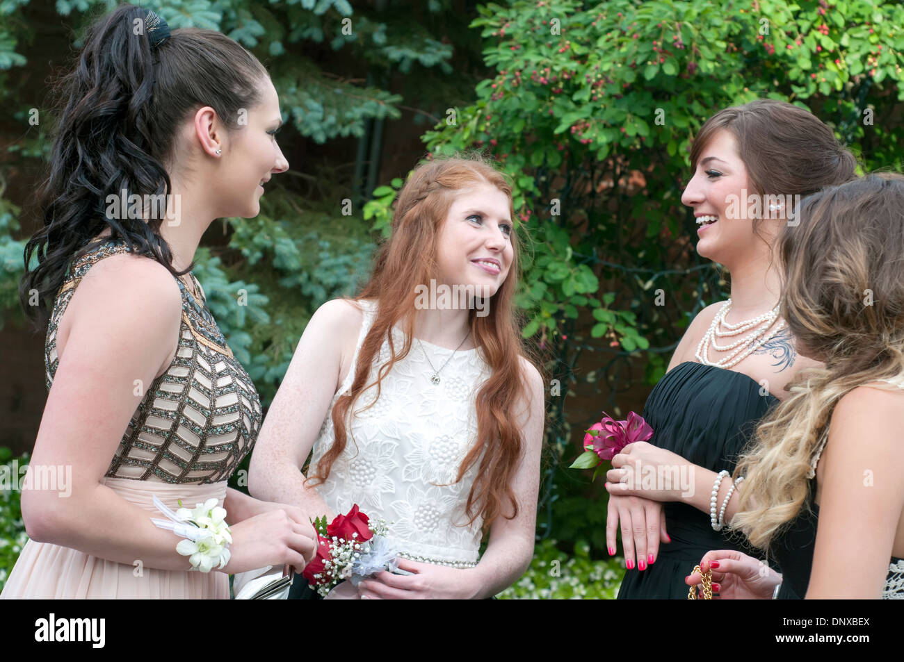 Group of young ladies , Prom night Stock Photo - Alamy