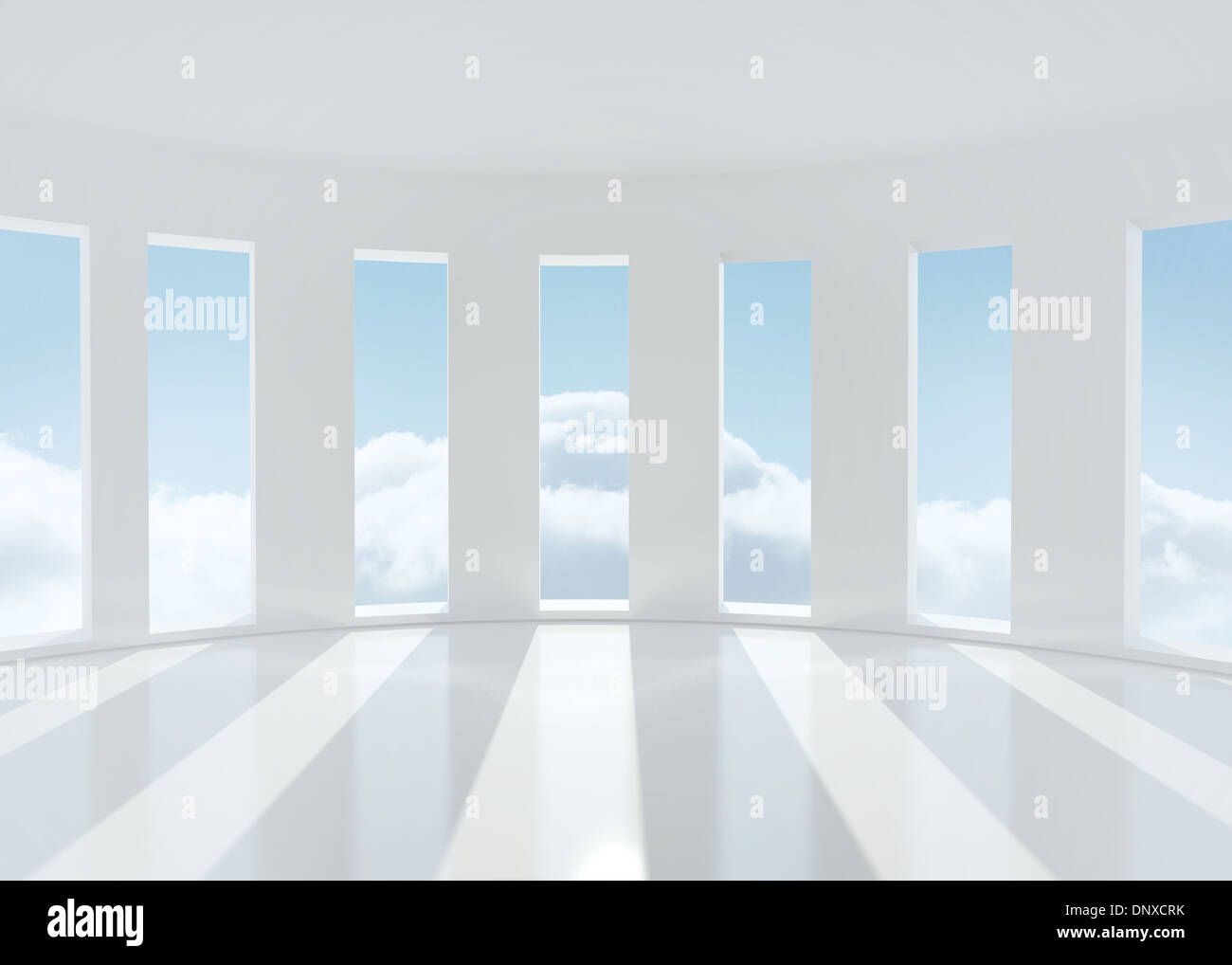 Bright white room with windows Stock Photo - Alamy