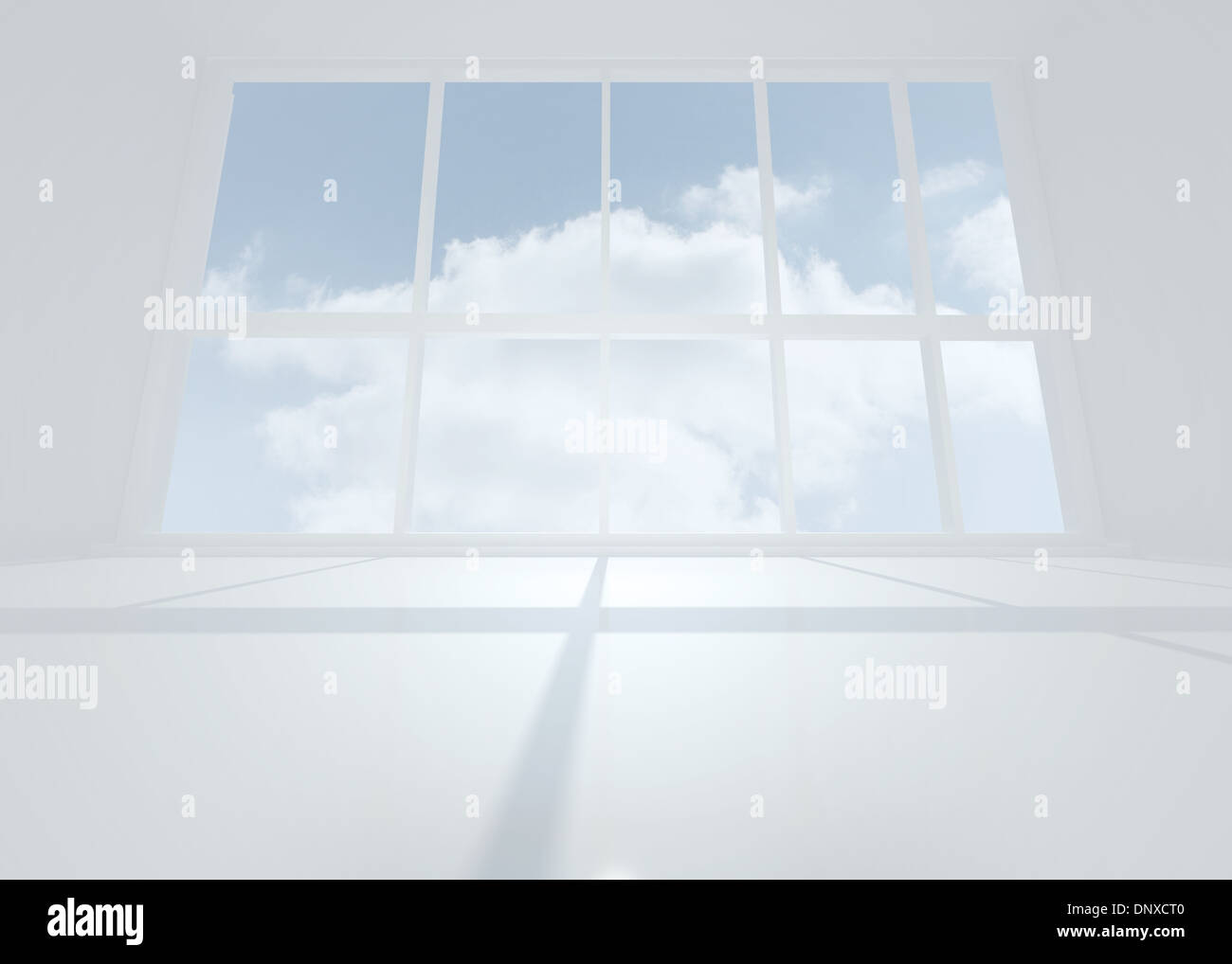 Bright white room with windows Stock Photo - Alamy