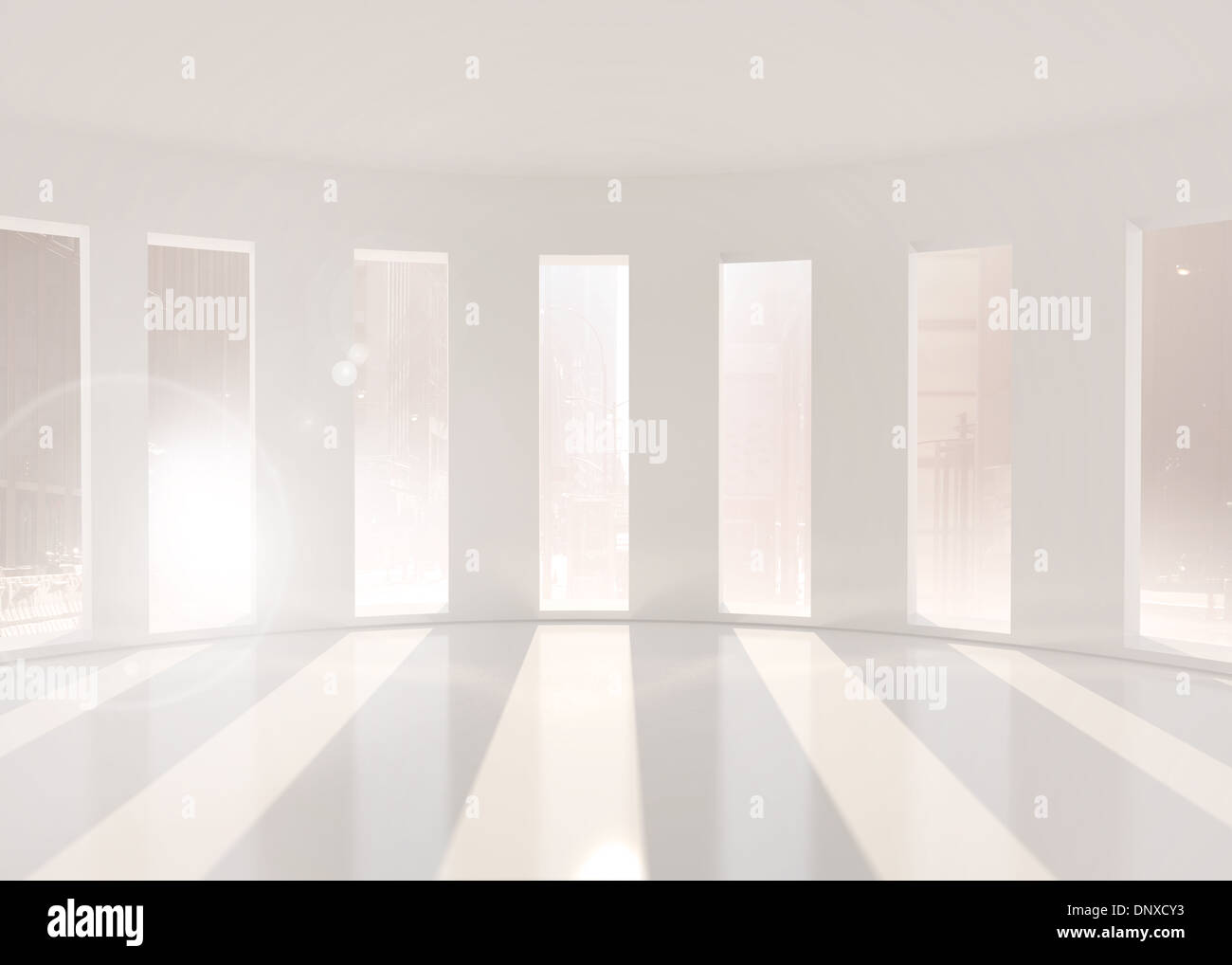 Bright white room with windows Stock Photo - Alamy