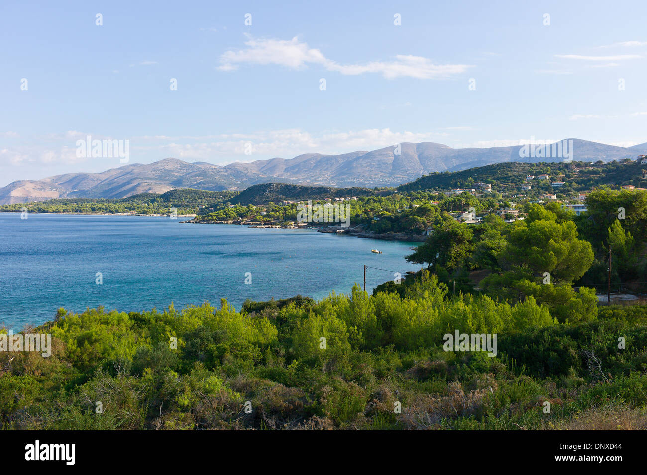 Argostoli Bay and peninsula with mountains of Aghia Dinati from Lassi ...