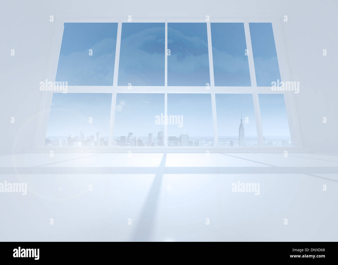 Bright white room with windows Stock Photo - Alamy