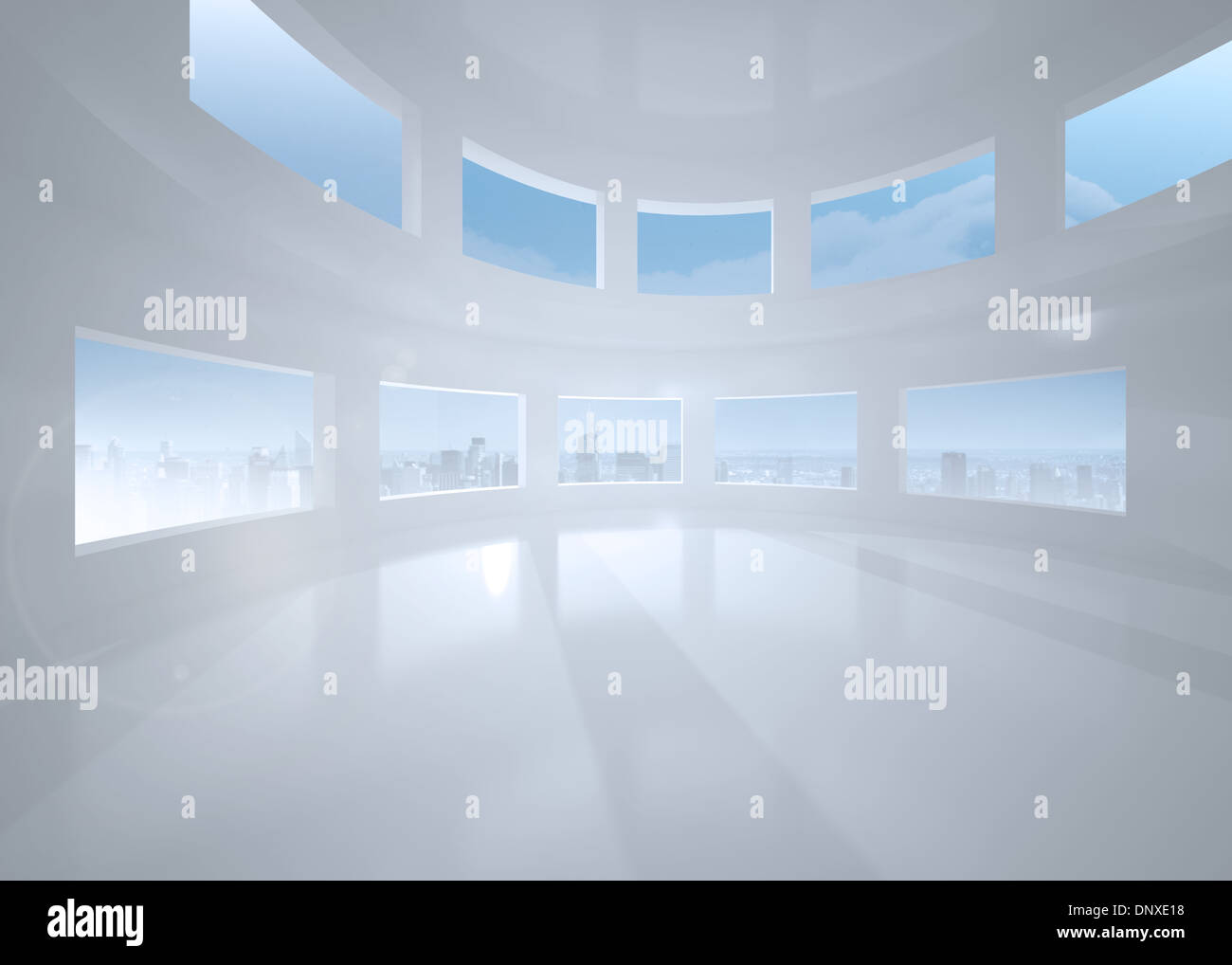 Bright white room with windows Stock Photo - Alamy