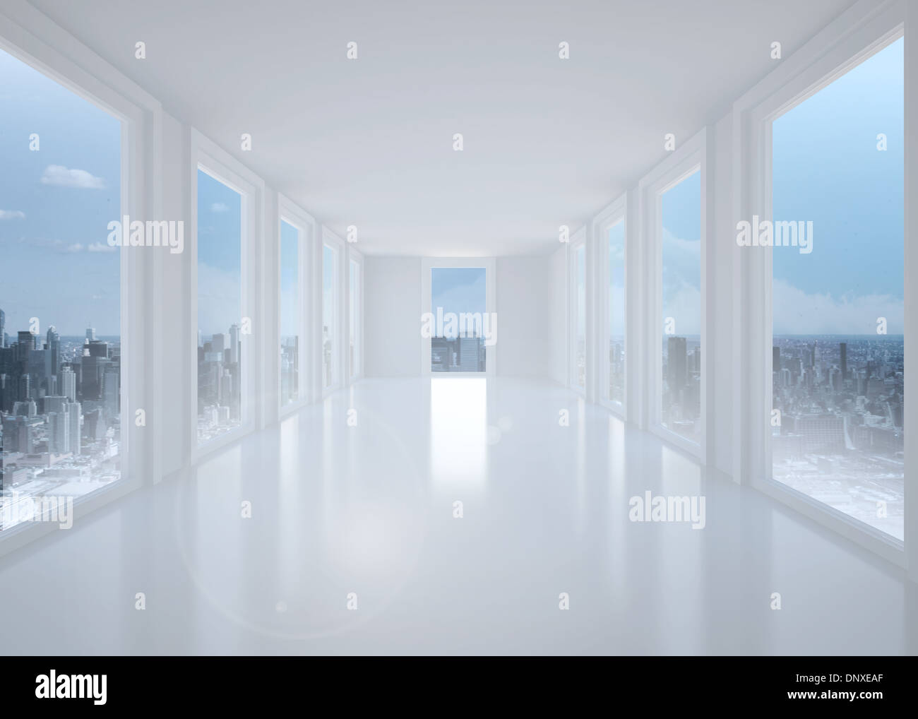 Bright white hall with windows Stock Photo - Alamy