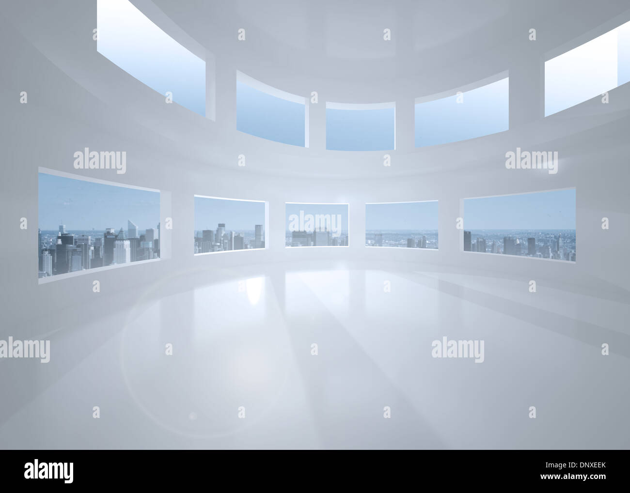 Bright white room with windows Stock Photo - Alamy