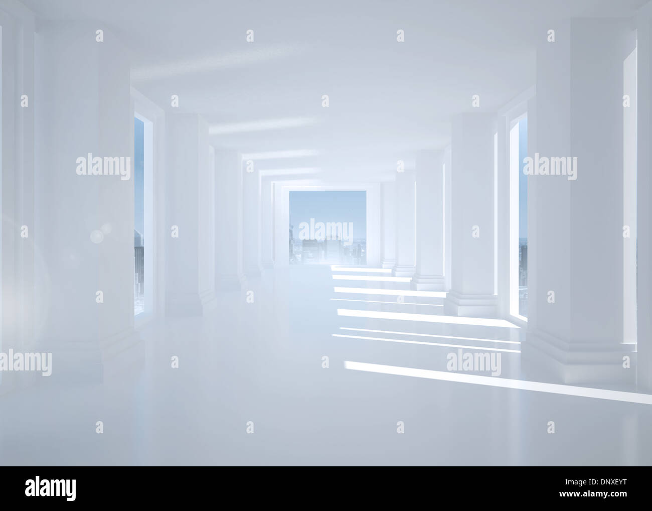 Bright white hall with columns Stock Photo - Alamy