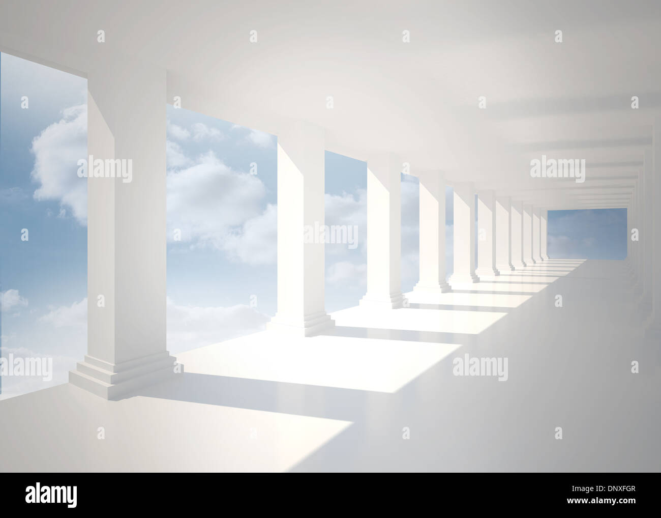 Bright white hall with columns Stock Photo - Alamy