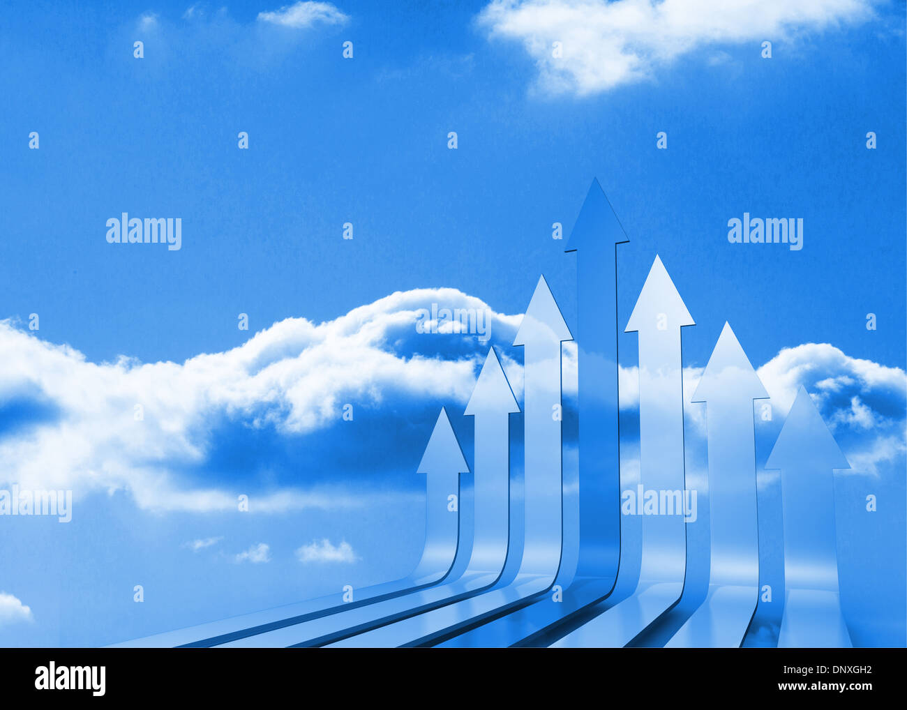Arrows in the sky in blue Stock Photo - Alamy