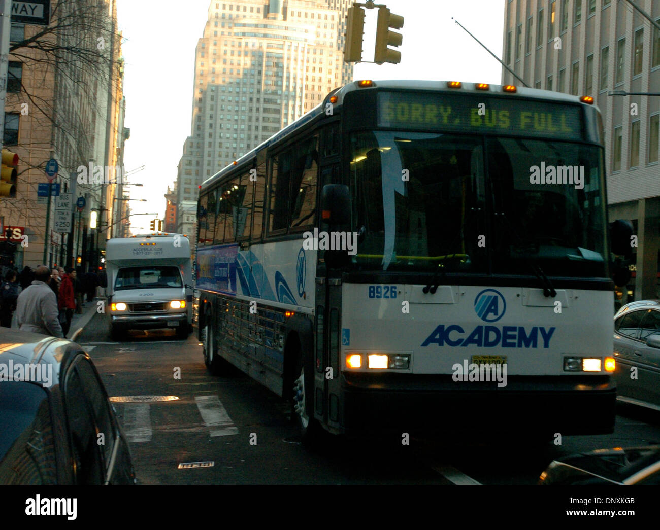 Dec 20, 2005; Manhattan, New York, USA; A bus with 'Sorry Bus Full' in ...