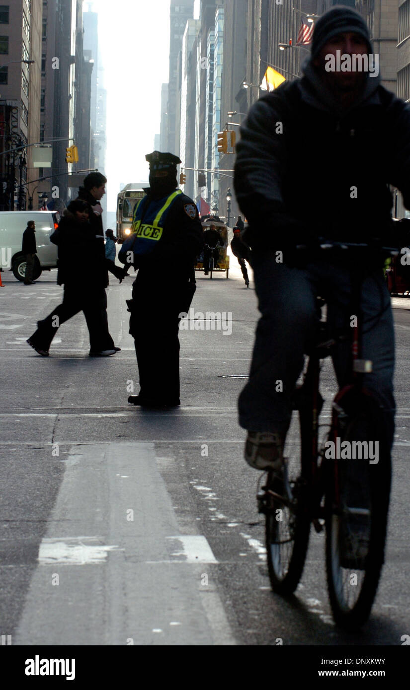 Dec 21, 2005; Manhattan, New York, USA; Pedestrians and bike traffic ...