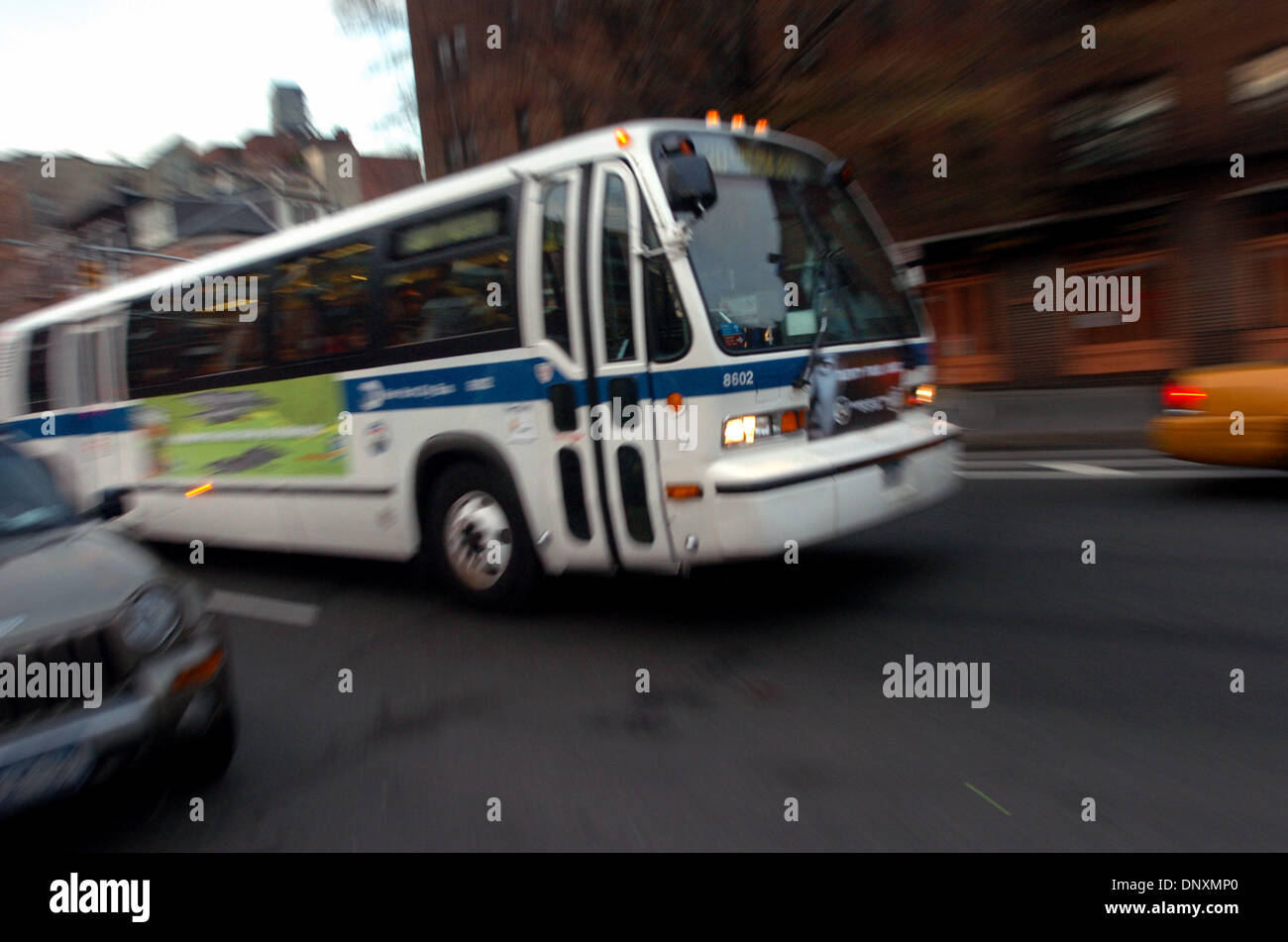 Dec 23, 2005; New York, NY, USA; An MTA bus makes its way up Hudson ...