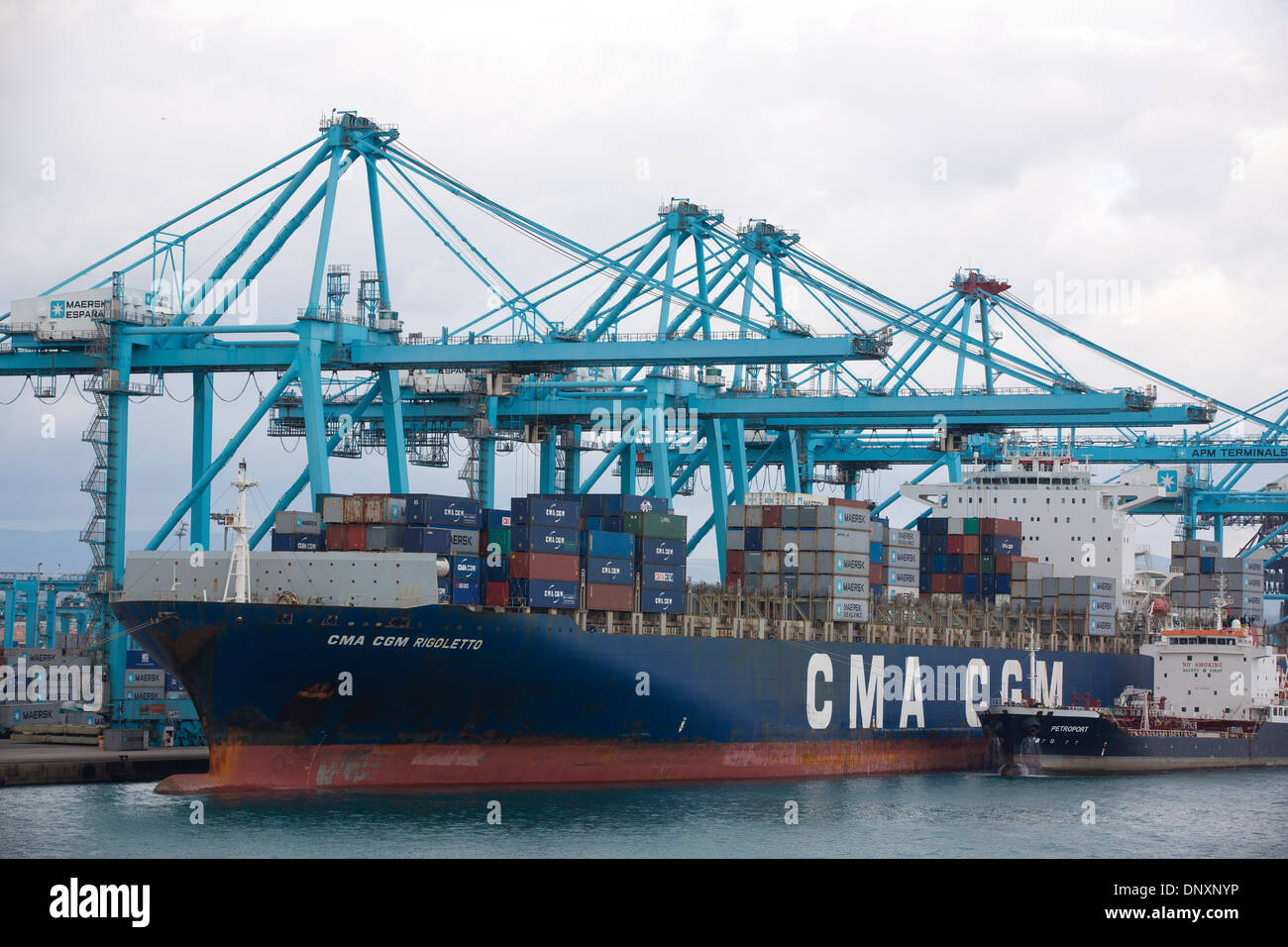 Port of Algeciras, the second largest cargo port of Spain, Europe Stock ...