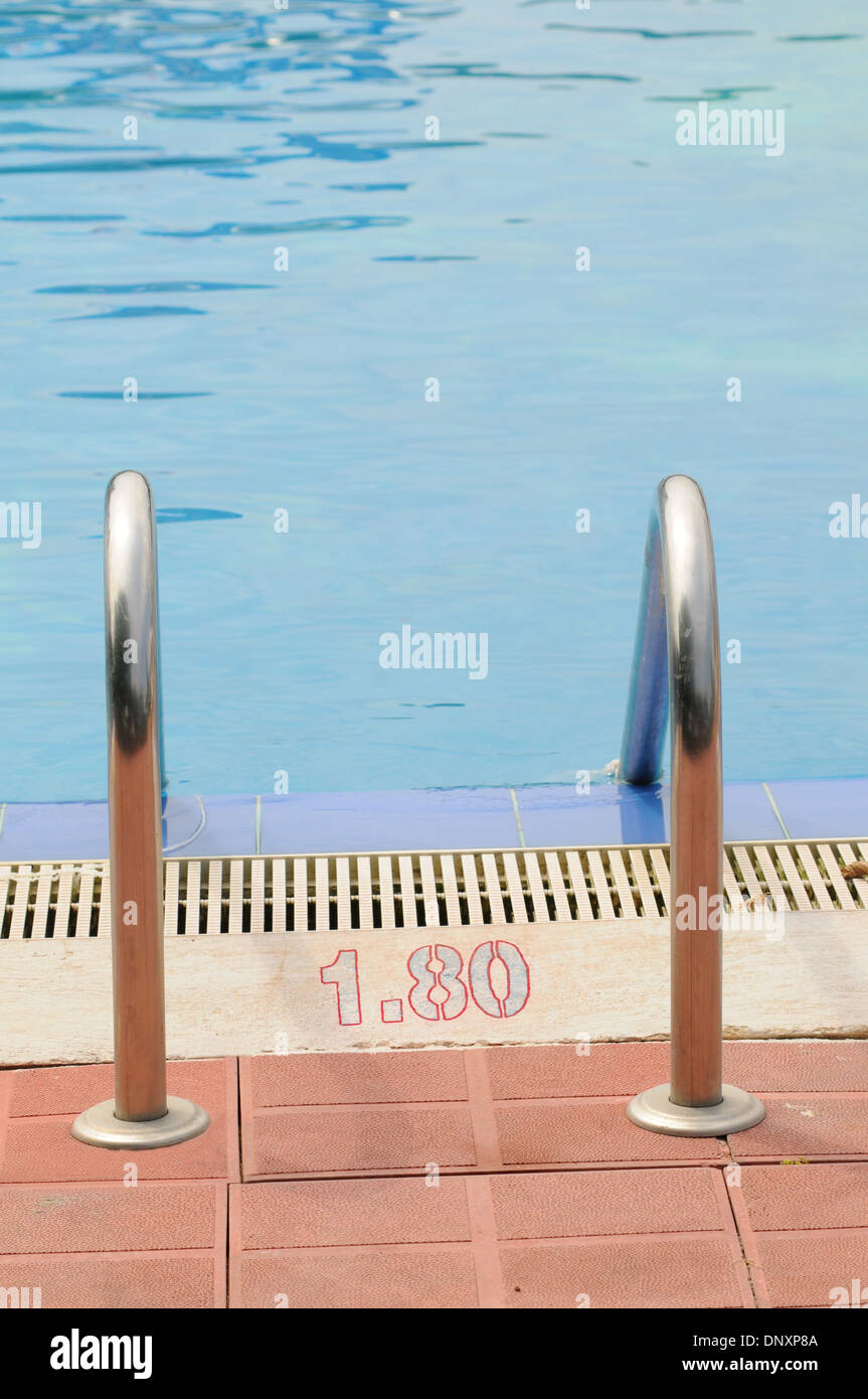 Swimming pool handrails Stock Photo - Alamy