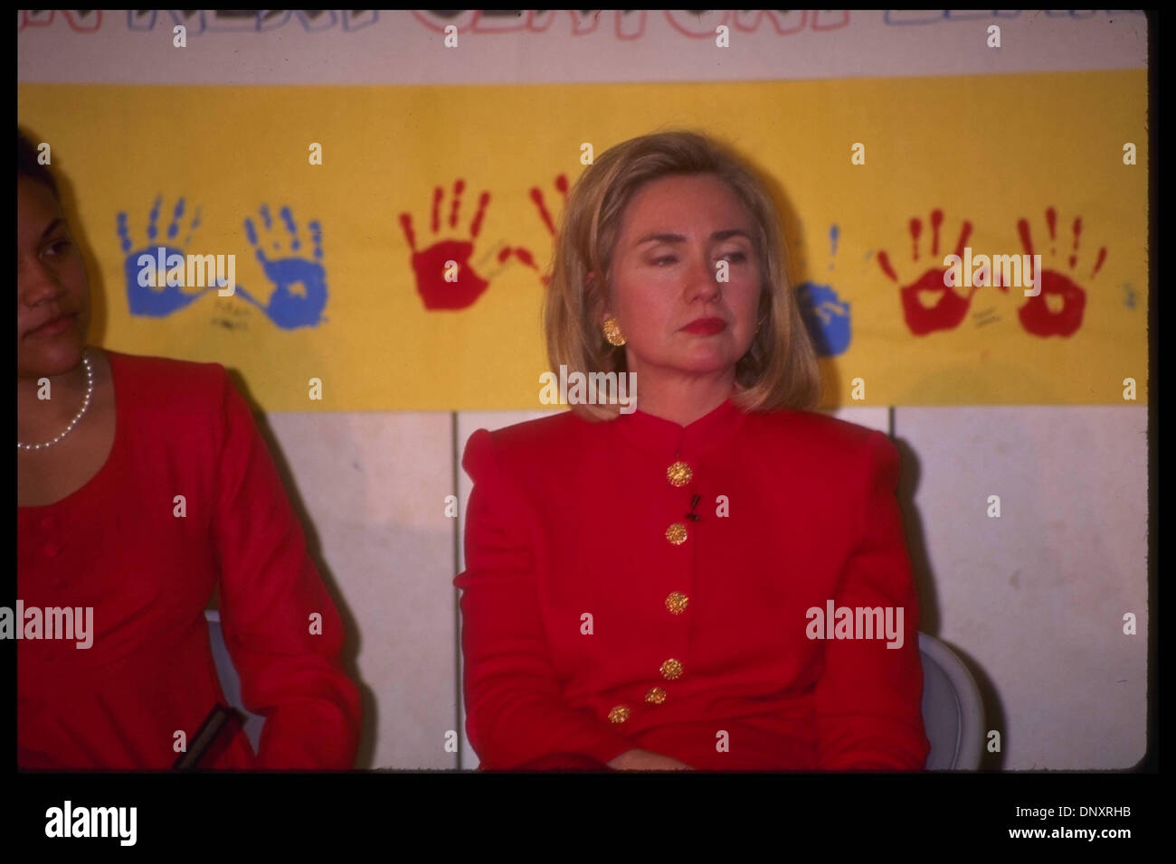 Hillary female head shot handprints 1996 first ladies serious headshot ...