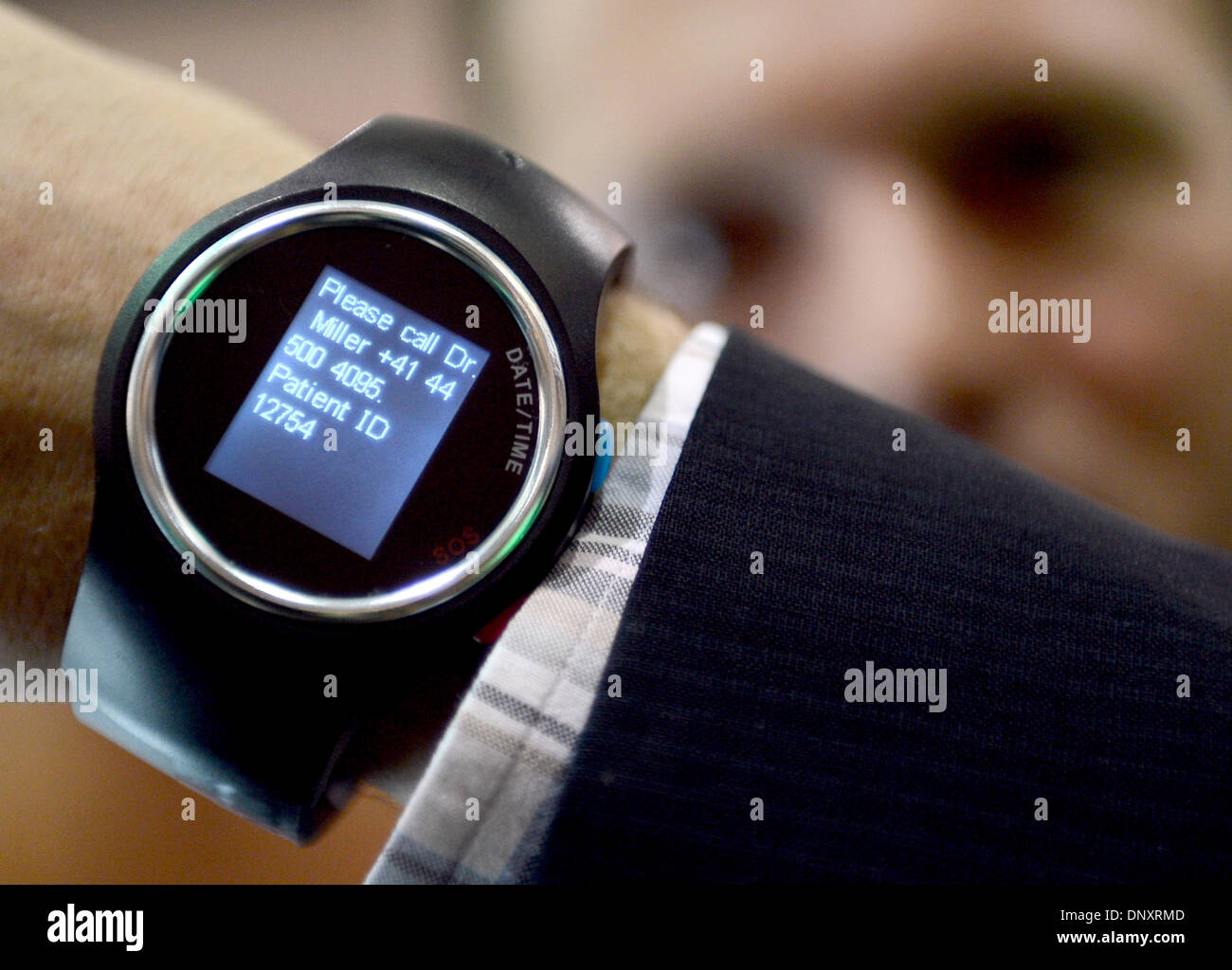 Las Vegas, USA. 05th Jan, 2014. A man wears a special watch for ...