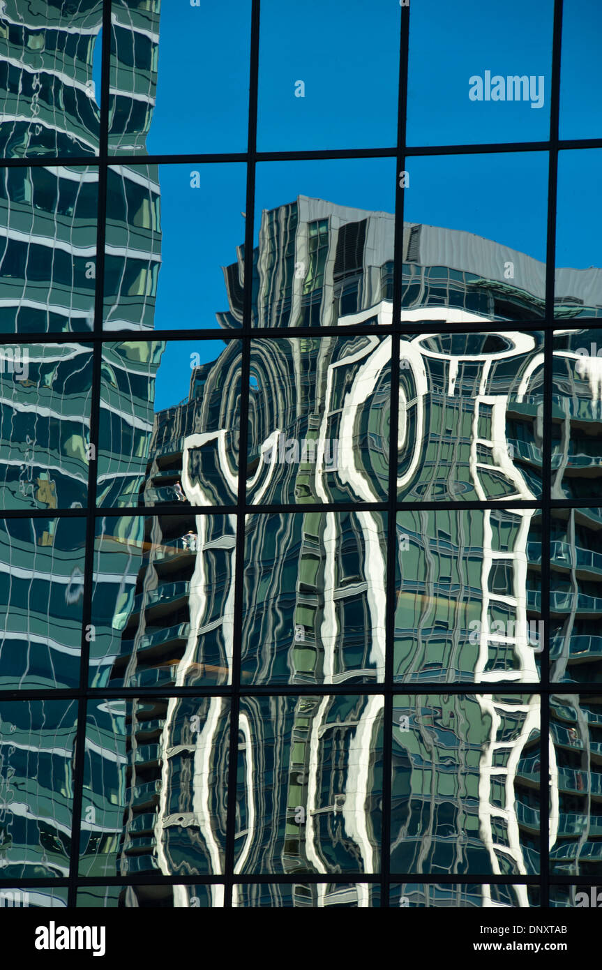 Abstract reflections of buildings in dowtown Bellevue, Washington, USA ...