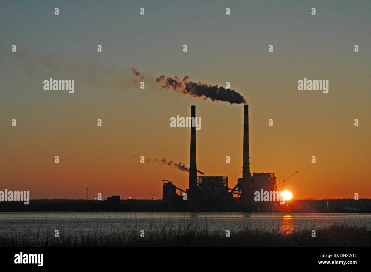 00 00, 2006; Ft Kansas, KS, USA; Power plant and sunset in the spring ...
